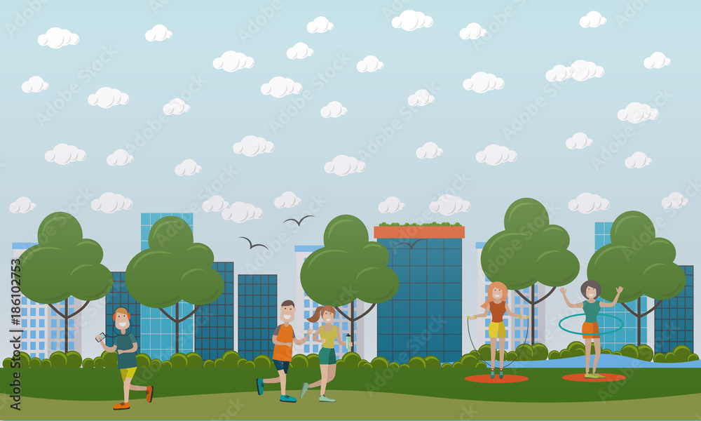 Outside training concept vector flat illustration Stock Vector | Adobe ...