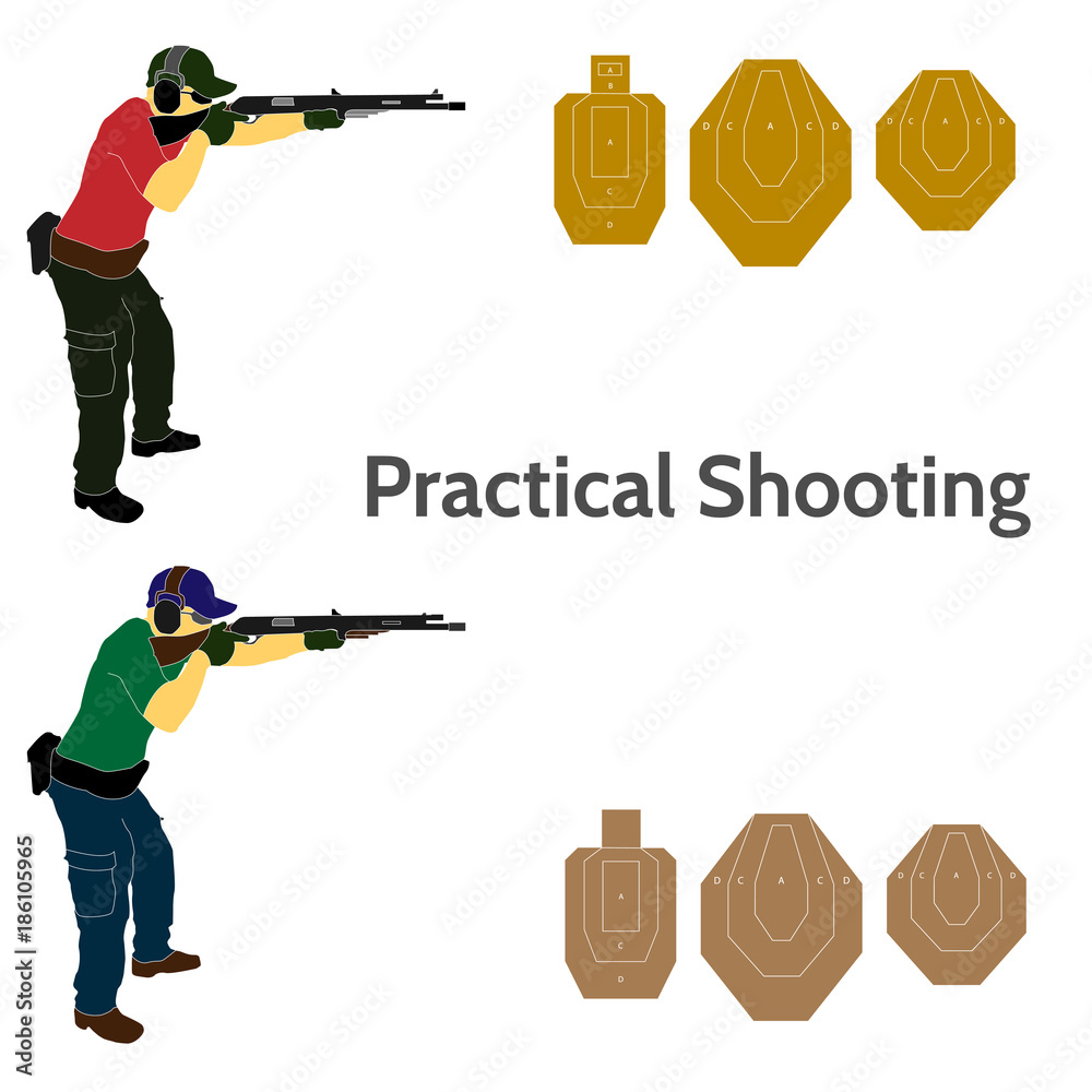 Practical shooting man and rifle targets illustration vector de Stock ...