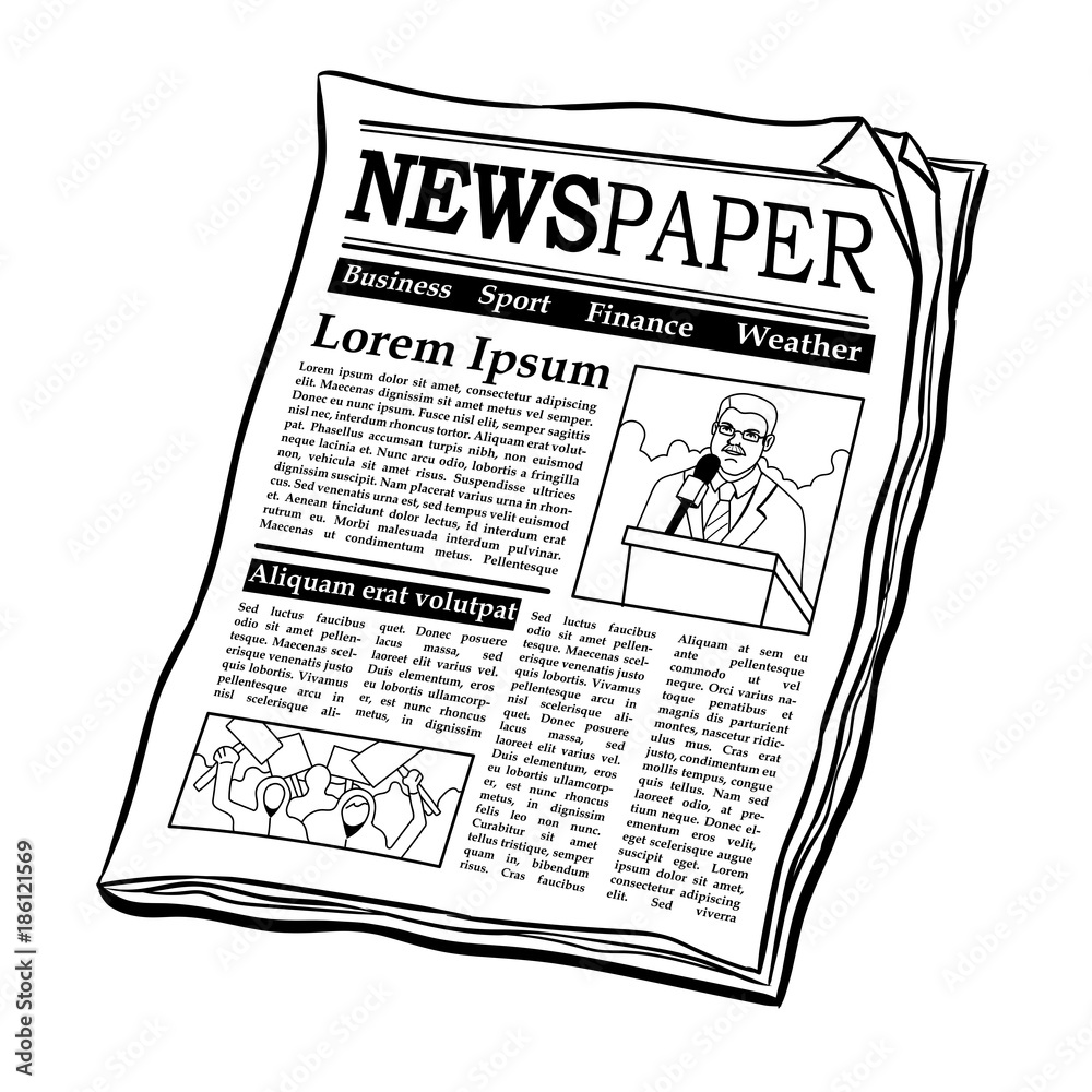Newspaper coloring book vector illustration Stock Vector | Adobe Stock