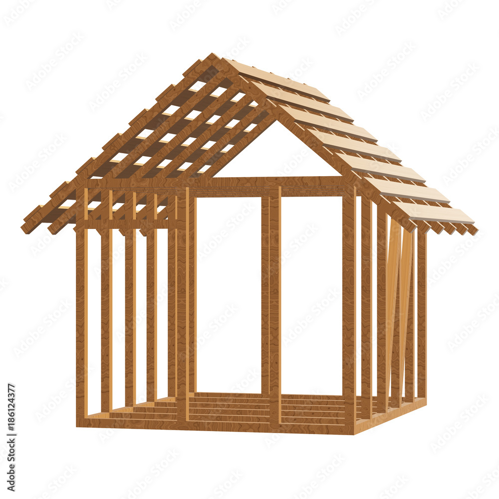 Abstract architecture building. Plan of modern framing house. Wooden ...