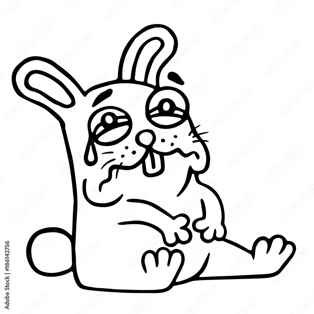 Cartoon sad rabbit in tears. Vector illustration. Stock Vector | Adobe ...