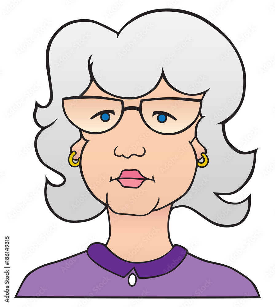Gray Haired Lady Cartoon