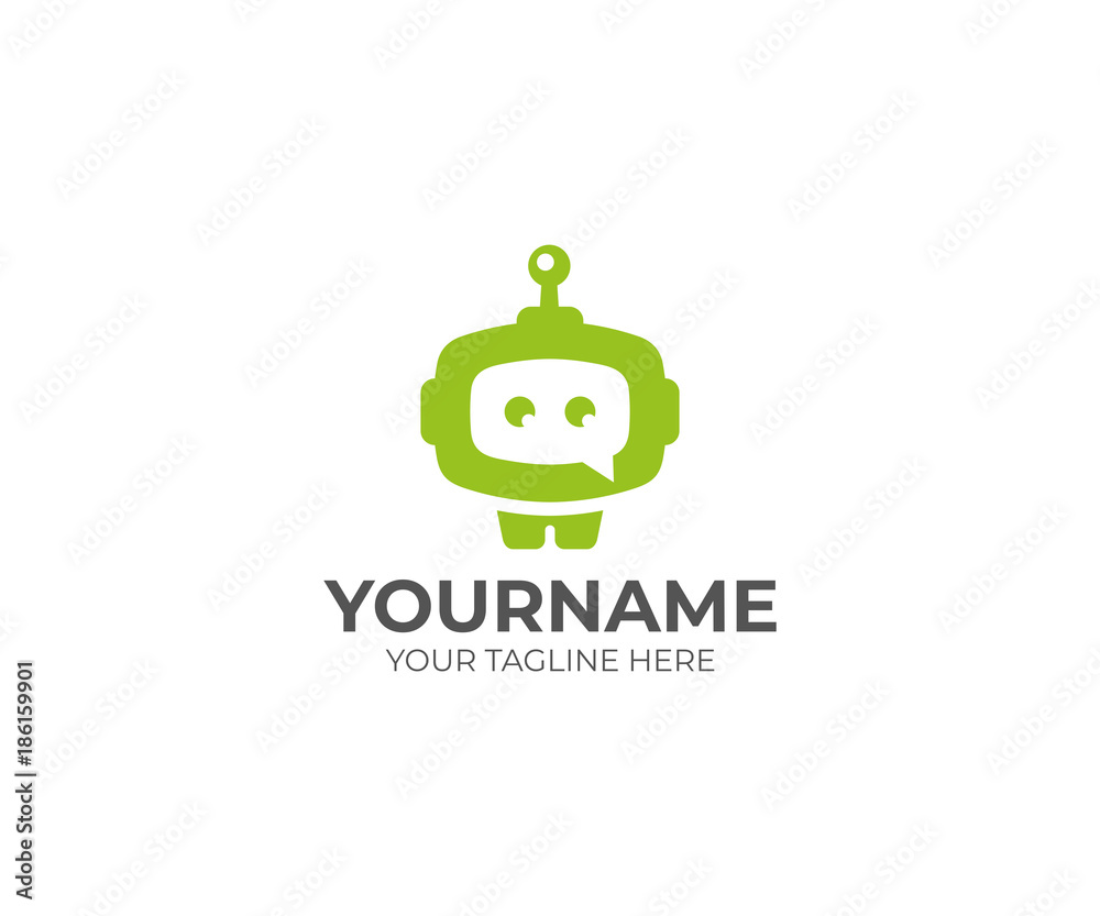Chatbot Logo Template. Chatterbot Vector Design. Talkbot Illustration ...