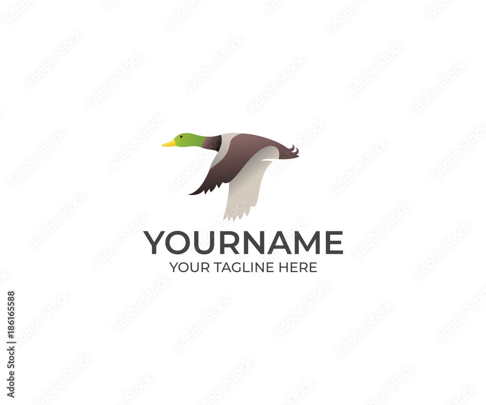 Flying Duck Logo Template. Bird Vector Design. Animal Illustration ...
