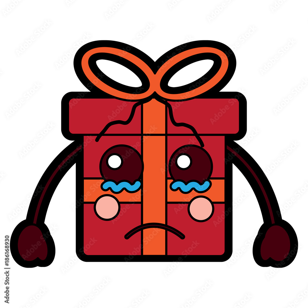 gift box sad crying emoji icon image vector illustration design Stock ...