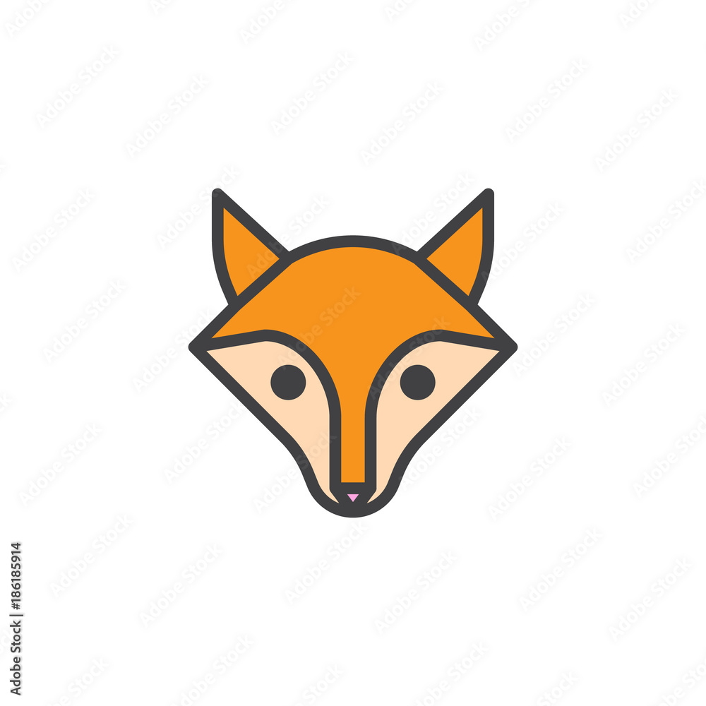 Fox head filled outline icon, line vector sign, linear colorful ...