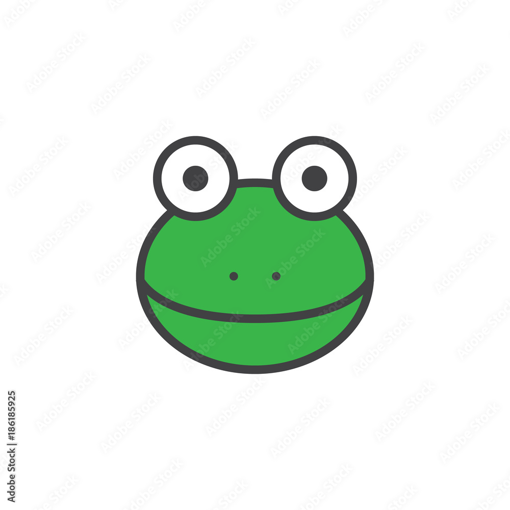 Frog head filled outline icon, line vector sign, linear colorful ...