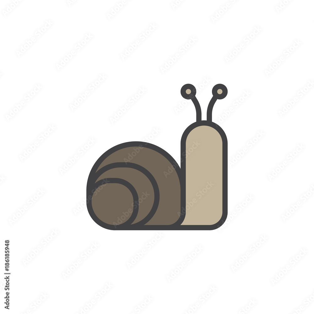 Snail animal filled outline icon, line vector sign, linear colorful ...