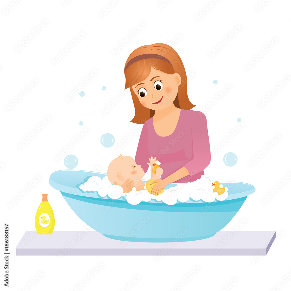 Cartoon Baby Bath