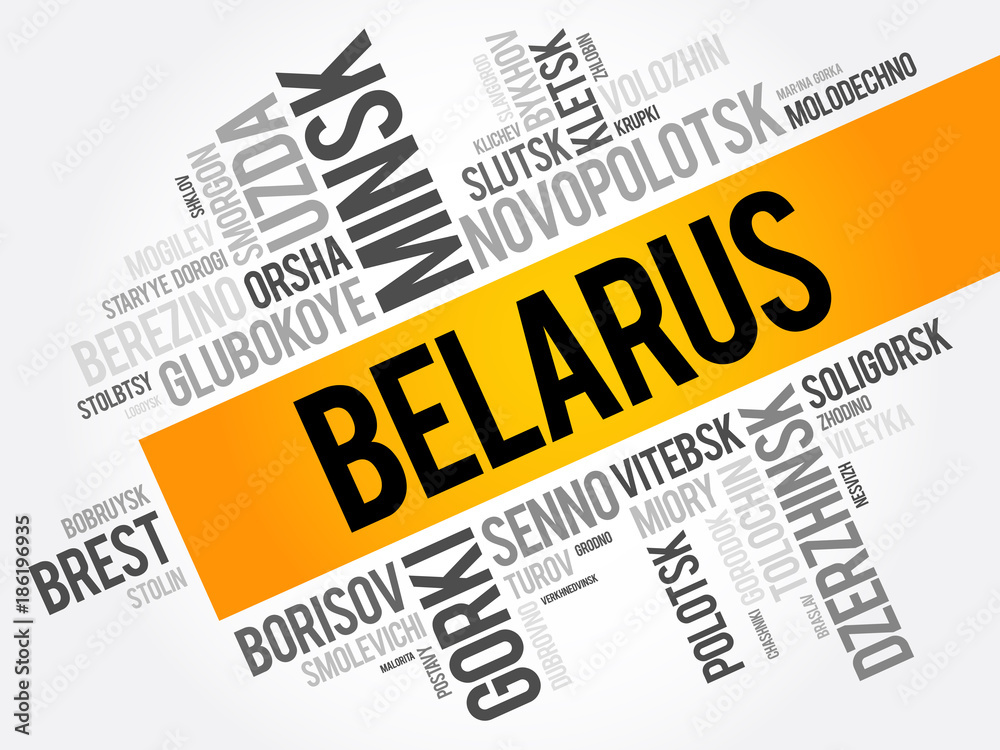 List of cities and towns in Belarus, word cloud collage, business and ...