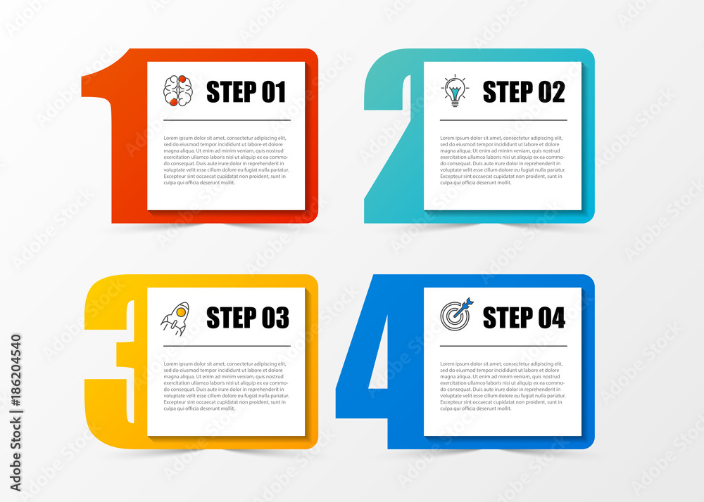 Infographic design template with 4 steps. Vector Stock Vector | Adobe Stock