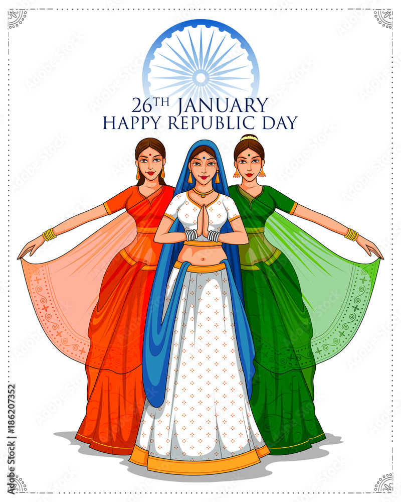 Lady in Tricolor saree of Indian flag for 26th January Happy Republic ...