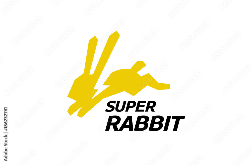 Super Yellow Rabbit Flash Symbol Logo Design Illustration Stock Vector ...