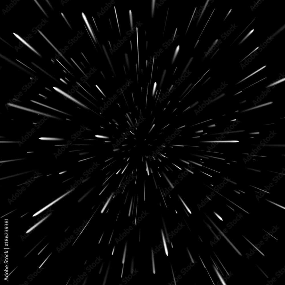 Vector abstract background with Star Warp or Hyperspace. Light of ...