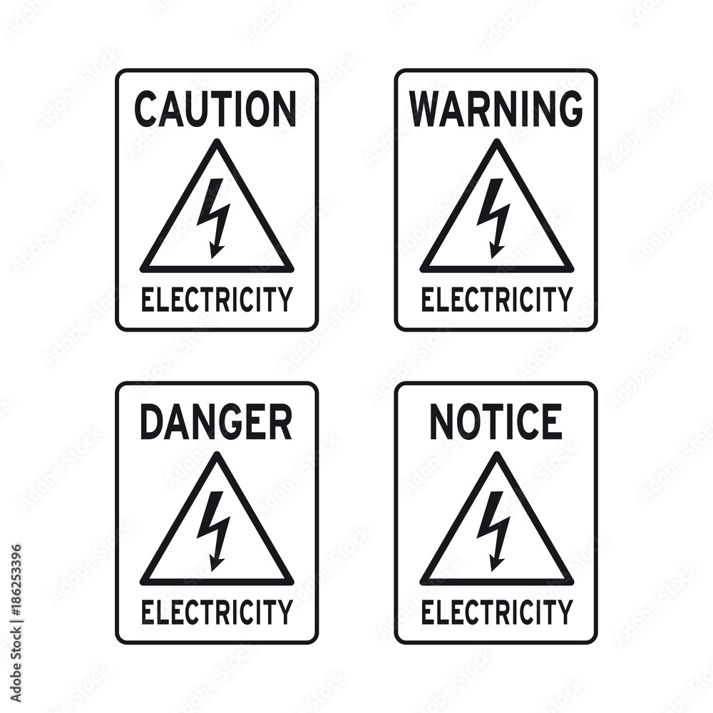 Warning high voltage sign set Stock Vector | Adobe Stock