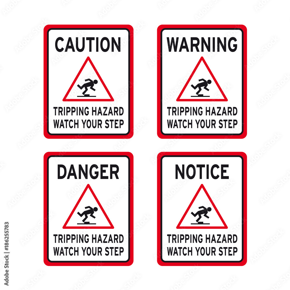 Tripping hazard watch your step sign set Stock Vector | Adobe Stock