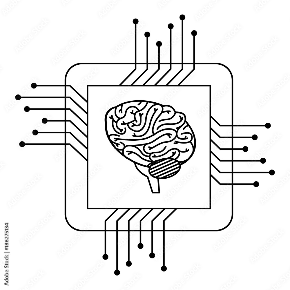 processor circuit with brain vector illustration design Stock Vector ...
