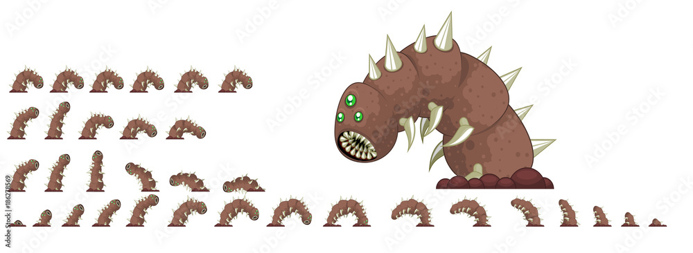 Animated Worm Game Character Stock Vector | Adobe Stock