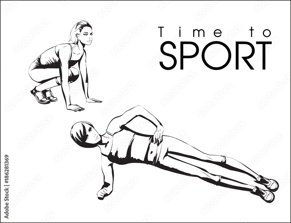 Time to sport. A young athlete performs exercises. Sport and a healthy ...