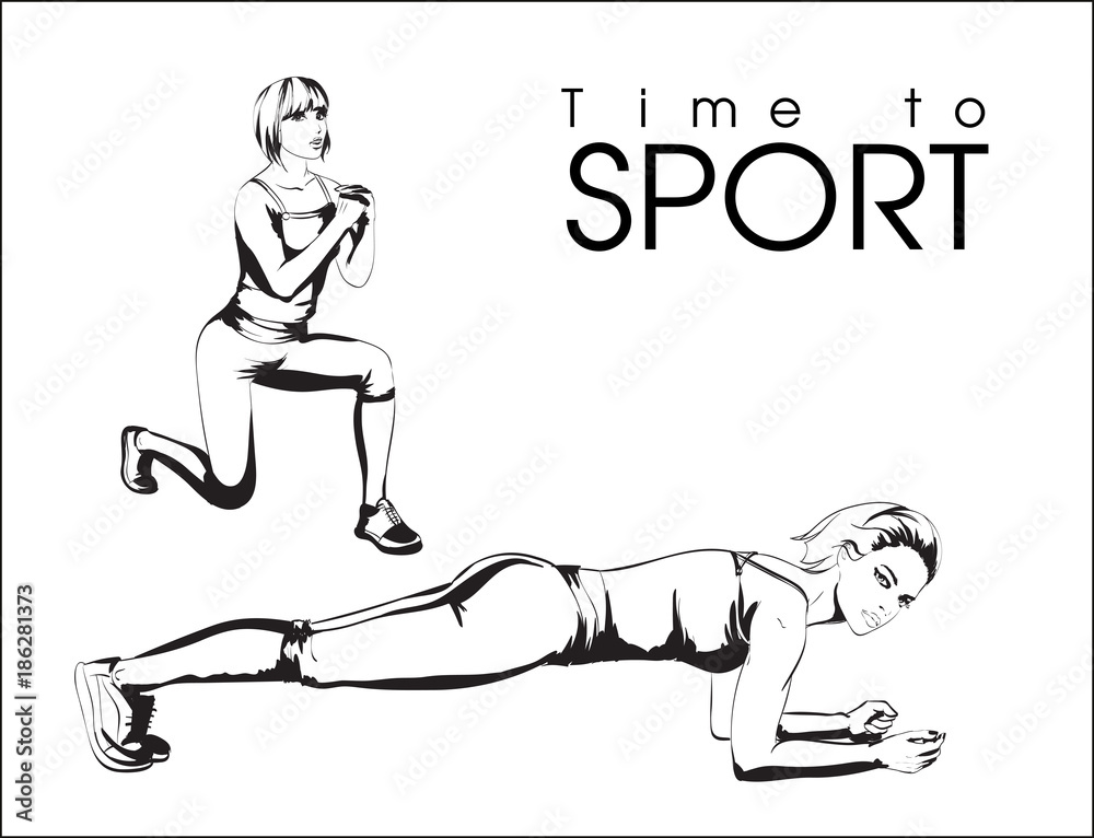 Time to sport. A young athlete performs exercises. Sport and a healthy ...