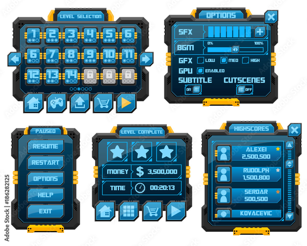Sci-Fi Game GUI Pack Stock Vector | Adobe Stock