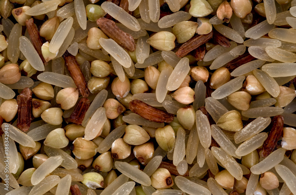 Multigrain - long grain rice, wholegrain red rice, buckwheat. Raw ...