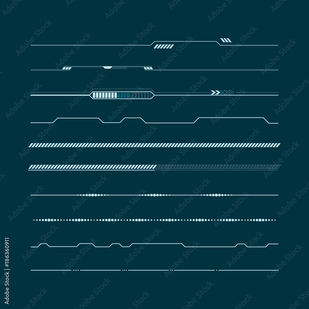 Set of hud lines infographic elements. Head-up display elements for the ...