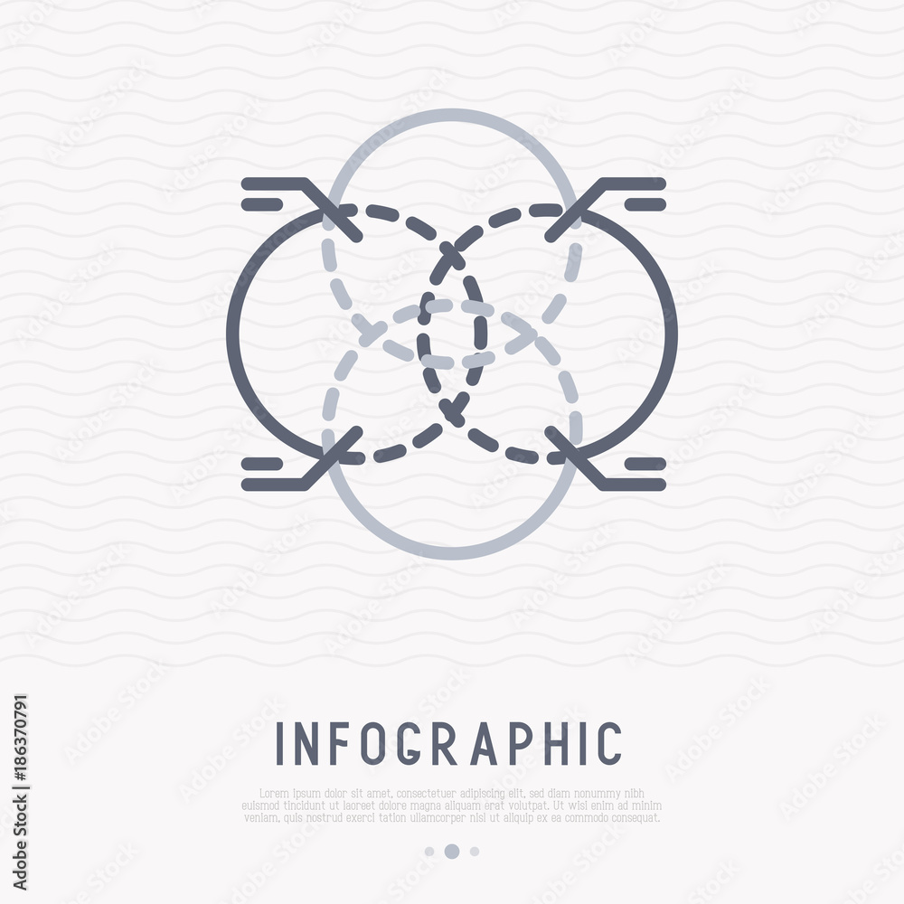 Four overlapping circles diagram thin line icon for business analytics ...