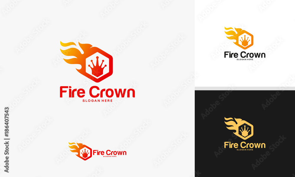 Fire Crown logo designs concept, Hot Crown logo template, Crown logo ...