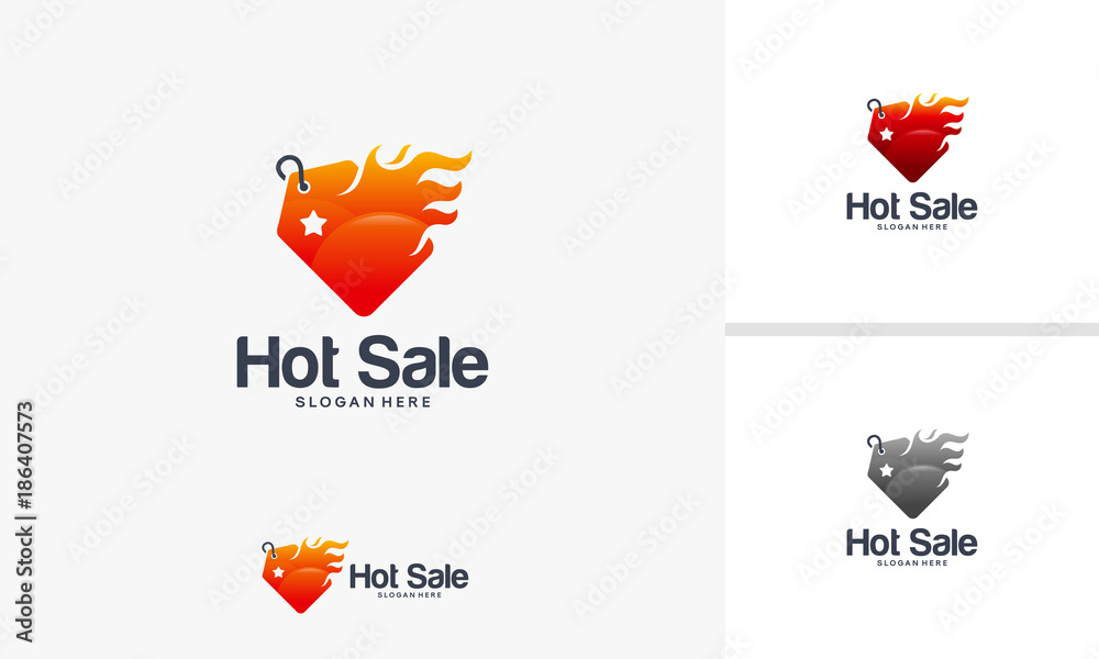 Hot Sale Logo Designs Concept Fire Price Tag Logo Template Sale Logo