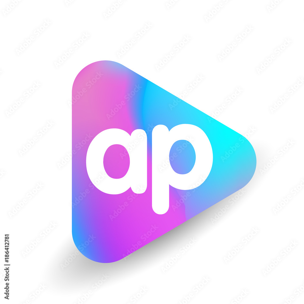 Letter AP logo in triangle shape and colorful background, letter ...