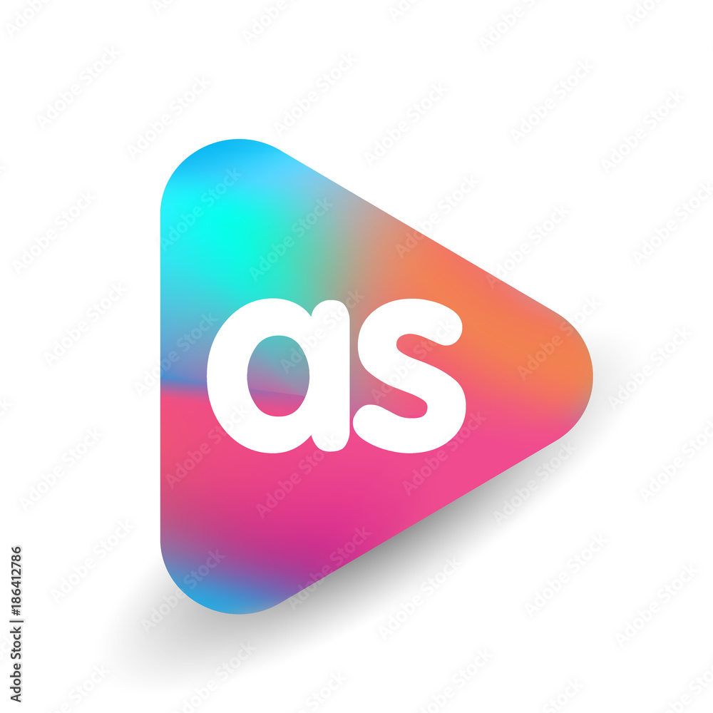 Letter AS logo in triangle shape and colorful background, letter ...
