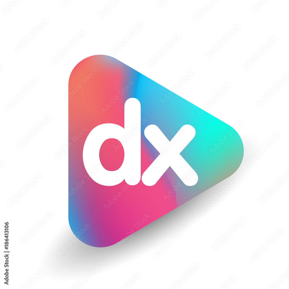 Letter DX logo in triangle shape and colorful background, letter ...