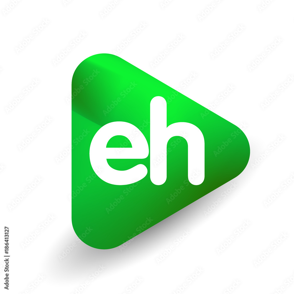 Letter EH logo in triangle shape and colorful background, letter ...