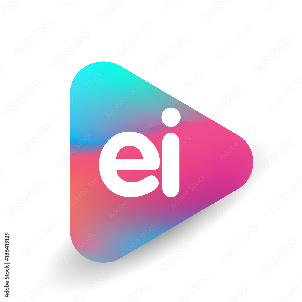 Letter EI logo in triangle shape and colorful background, letter ...