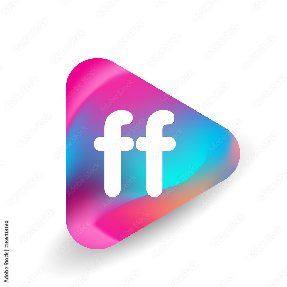 Letter FF logo in triangle shape and colorful background, letter ...
