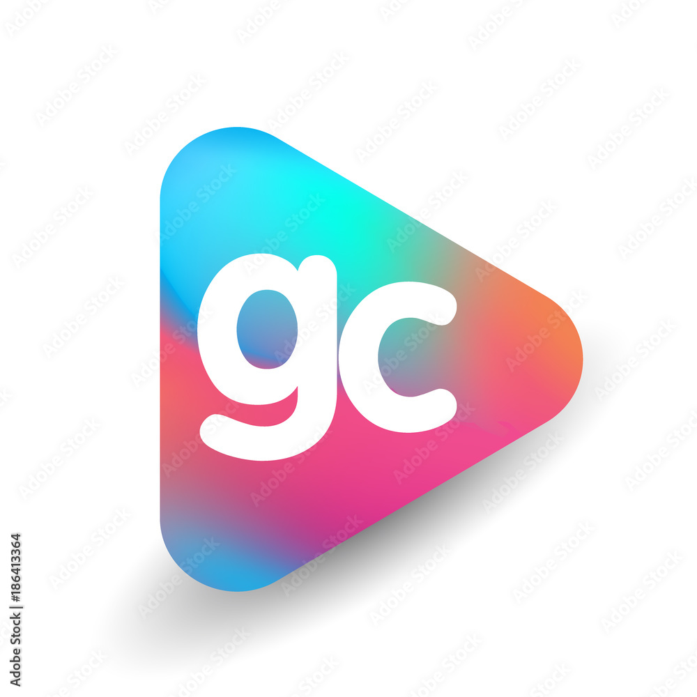 Letter GC logo in triangle shape and colorful background, letter ...