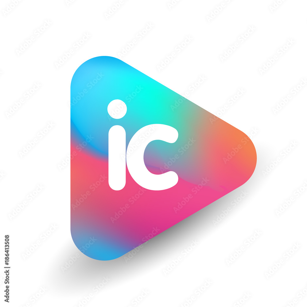 Letter IC logo in triangle shape and colorful background, letter ...