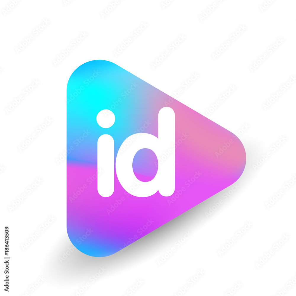 Letter ID logo in triangle shape and colorful background, letter ...