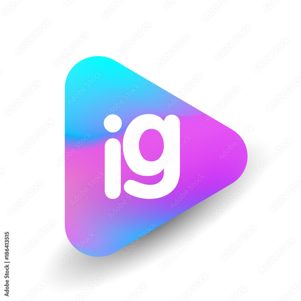 Letter IG logo in triangle shape and colorful background, letter ...