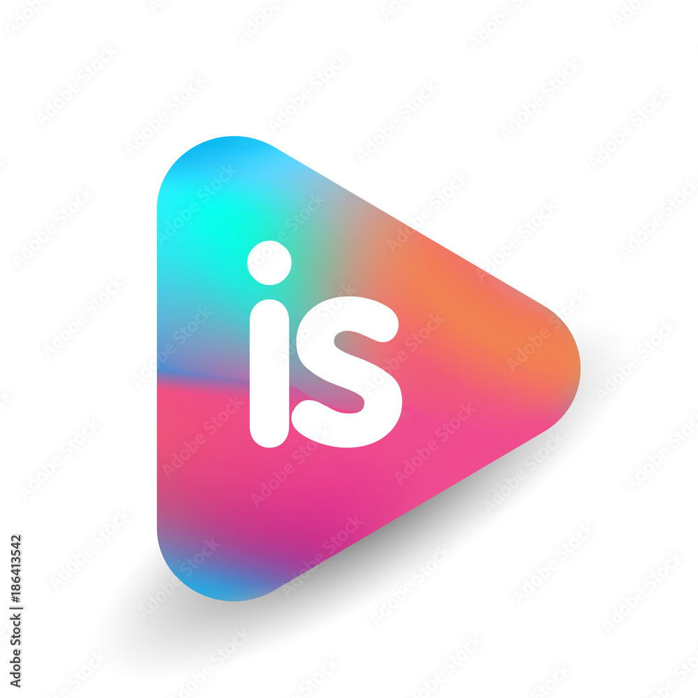 Letter IS logo in triangle shape and colorful background, letter ...