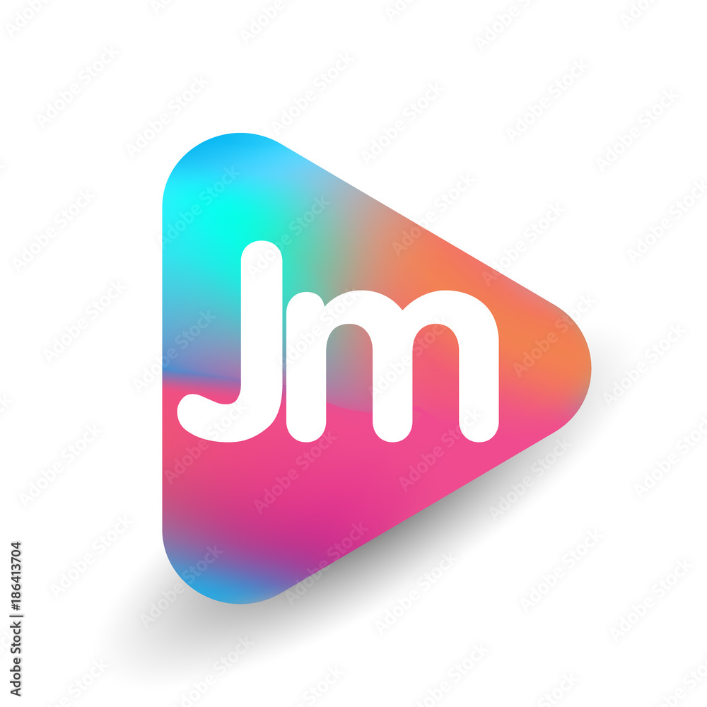 Letter JM logo in triangle shape and colorful background, letter ...