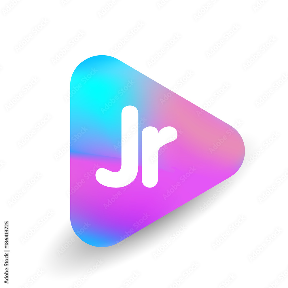 Letter JR logo in triangle shape and colorful background, letter ...