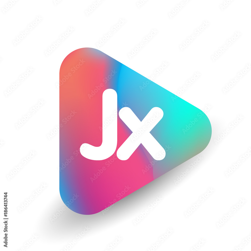 Letter JX logo in triangle shape and colorful background, letter ...