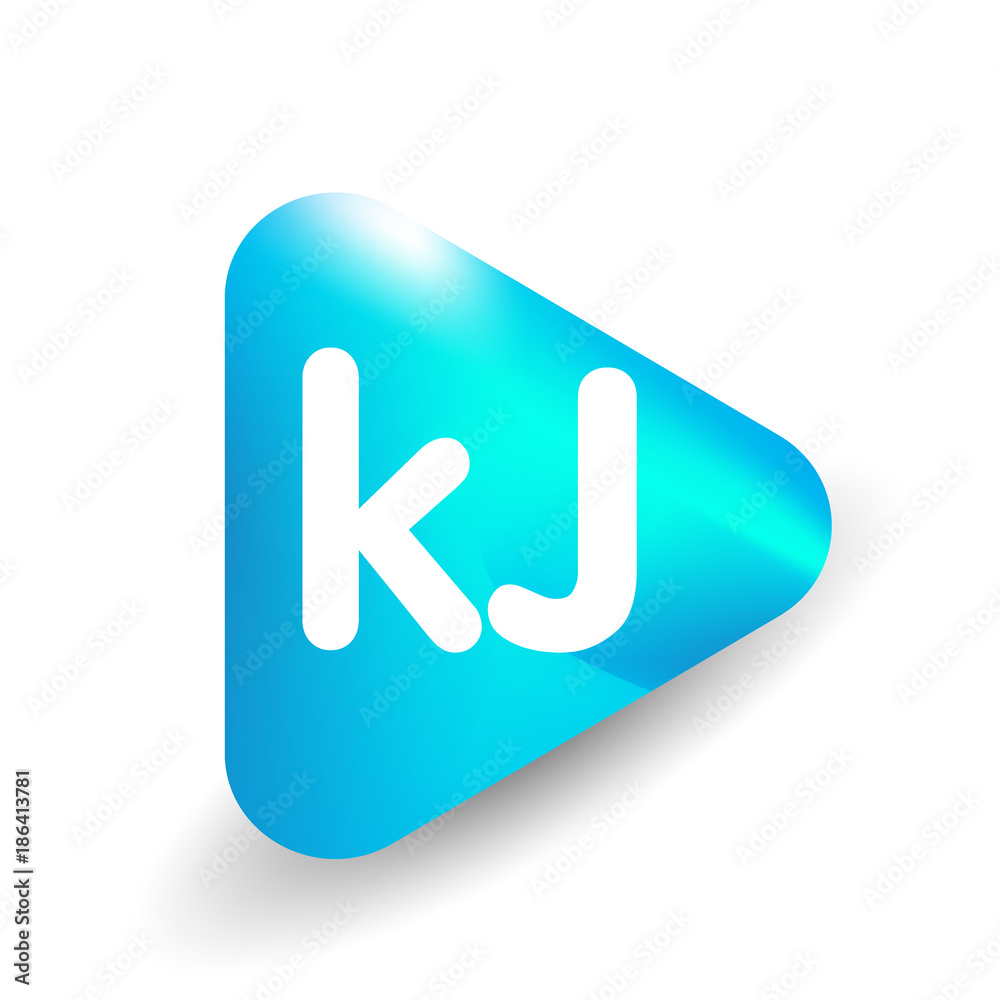 Letter KJ logo in triangle shape and colorful background, letter ...