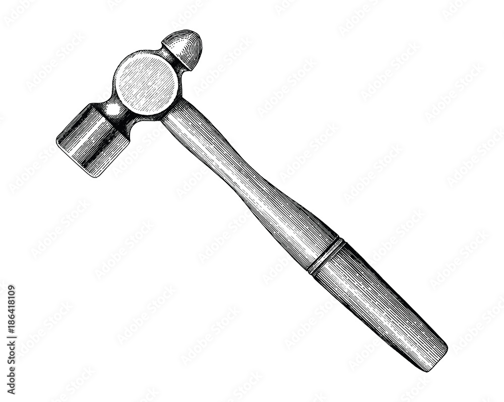Hammer hand drawing vintage style isolate on white background Stock ...