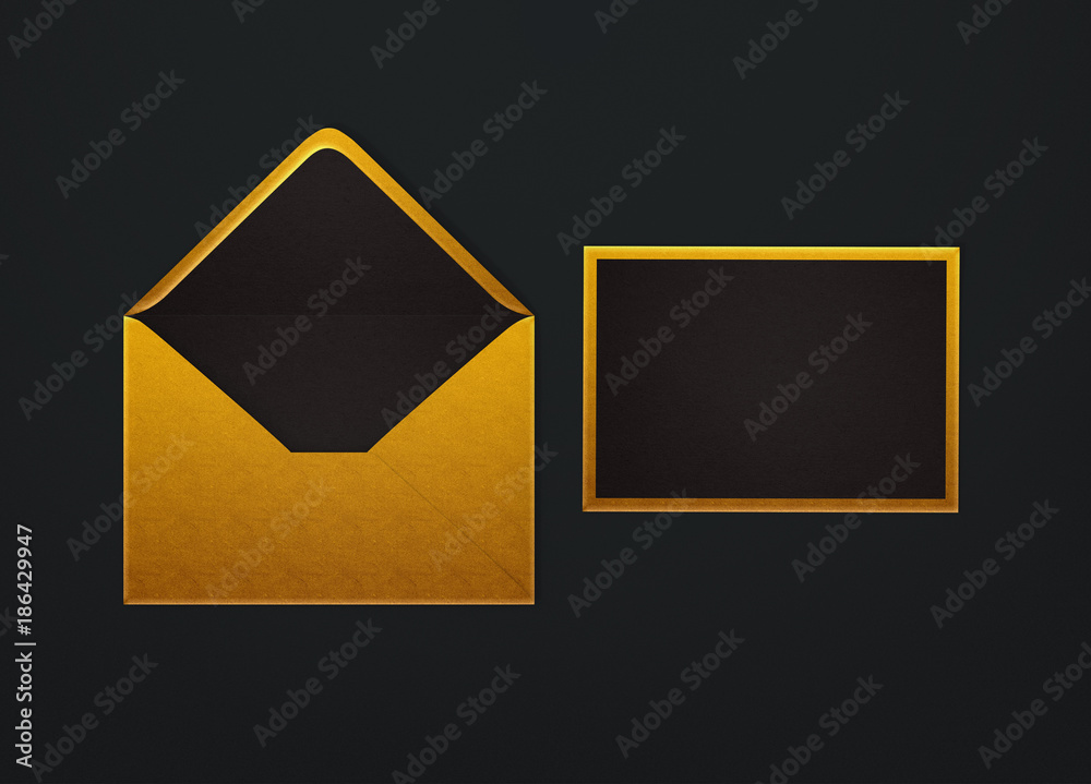 Gold blank envelope mockup and blank letterhead presentation template ...