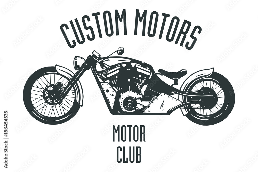 Vintage Motor Club Sign and Label on white background. Emblem of bikers ...