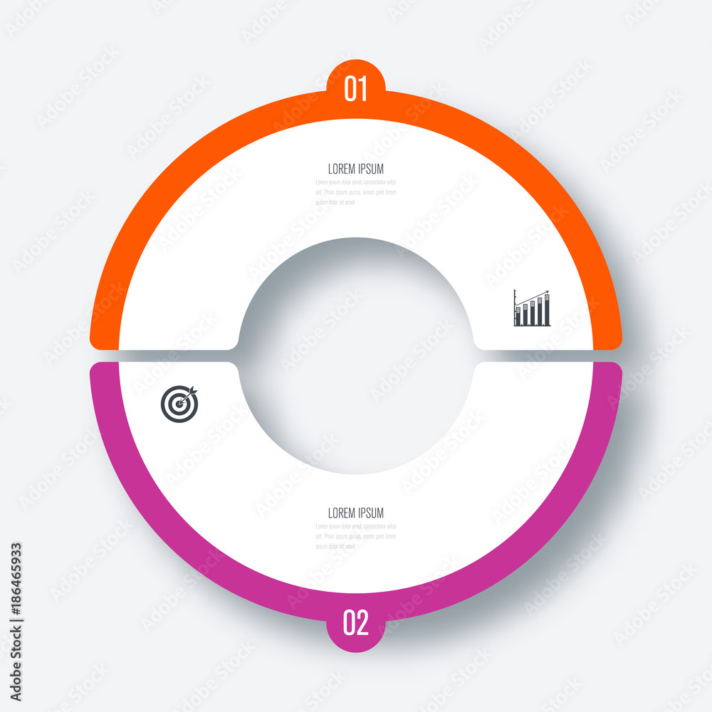 Infographics template 2 options with circle Stock Vector | Adobe Stock