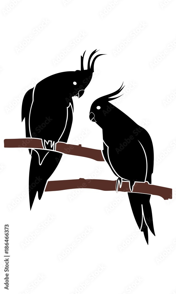 Two Birds On Branch Silhouette